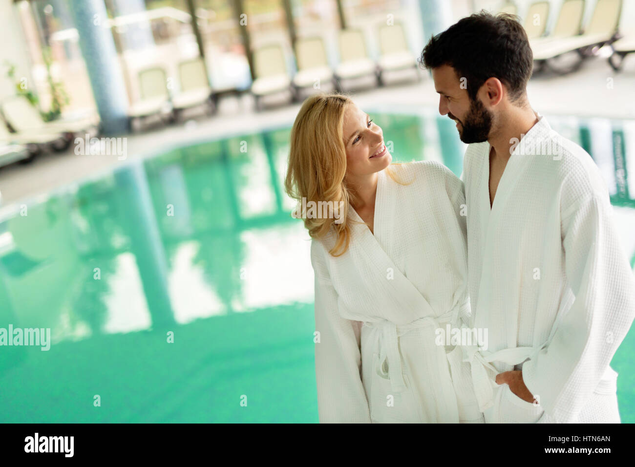 Happy married couple relaxing at wellness spa resort Stock Photo - Alamy