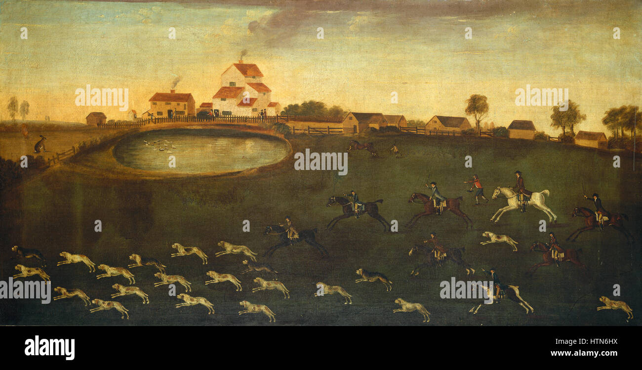 The 'Hunting Scene with a Pond' captures a moment in nature where ...