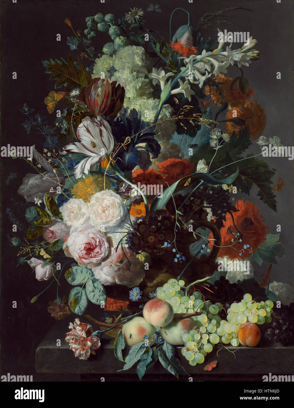 This still life painting titled 'Still Life with Flowers and Fruit ...