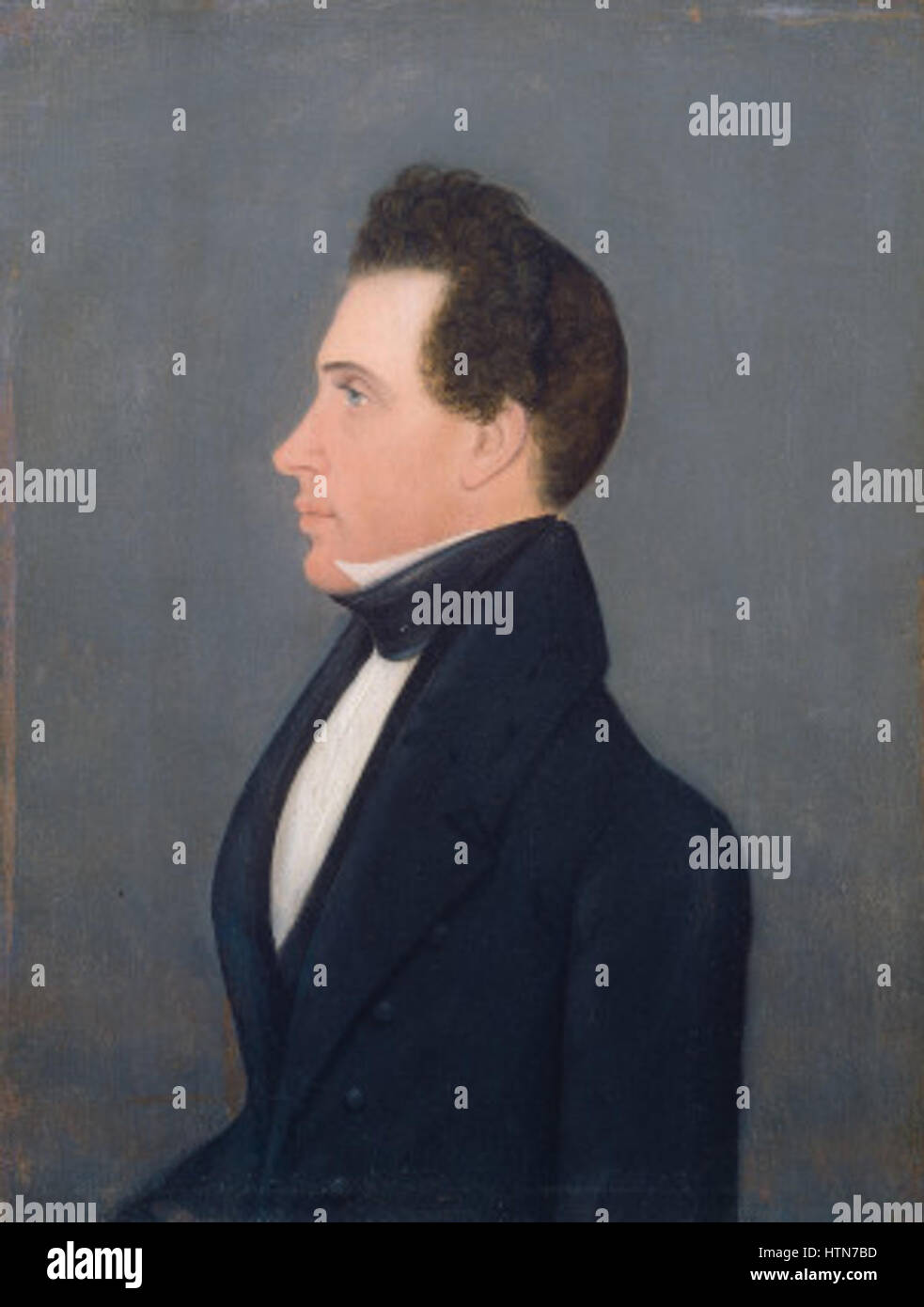 This profile portrait features a man from the Renaissance or early ...