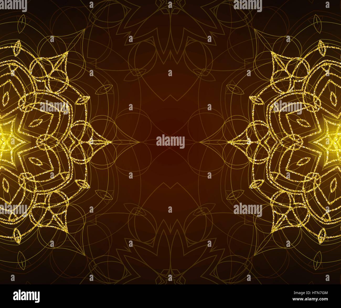 Shiny floral mandala background with gold glitter texture Stock Vector ...