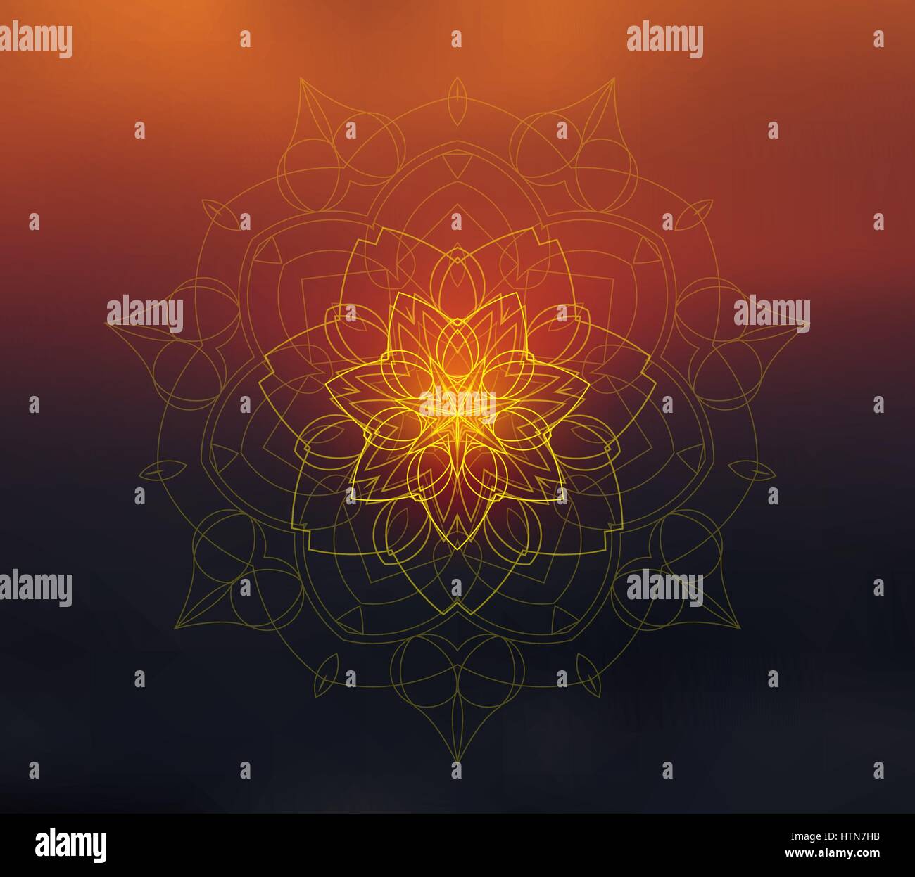 Shiny floral mandala on sunset blurred background Stock Vector Image ...