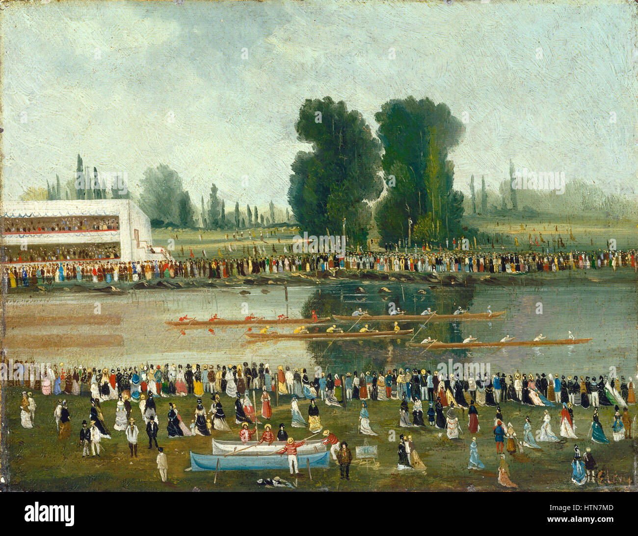 Rowing Scene Crowds Watching from the River Banks G-002676 Stock Photo ...