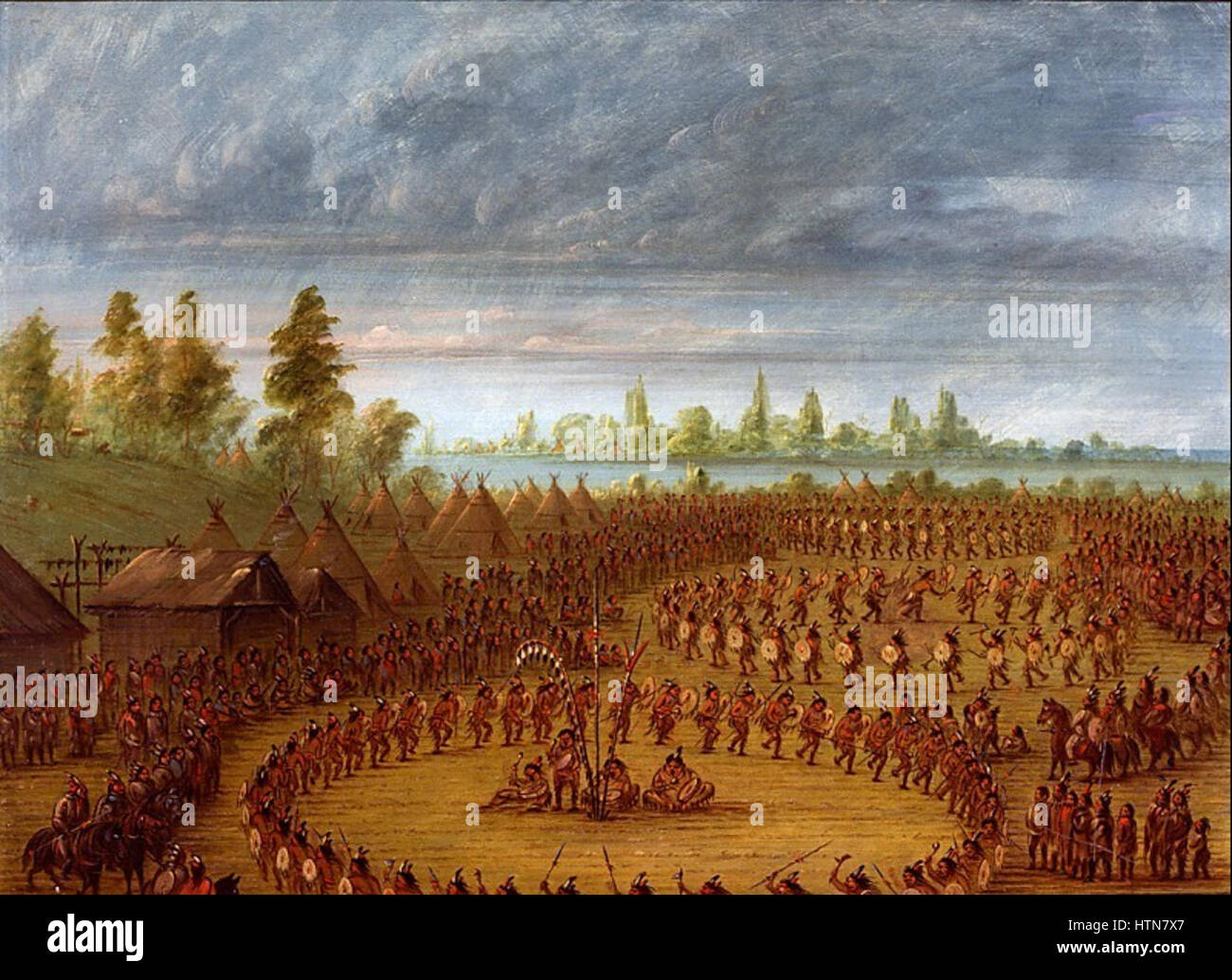 The 'War Dance of the Apachees' depicts a Native American tribe ...