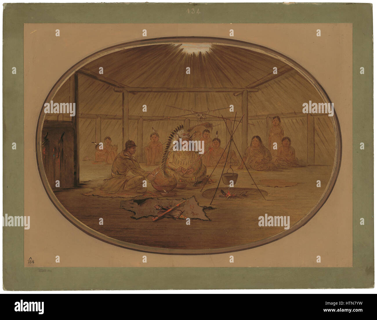 Catlin Feasted by the Mandan Chief C15916 Stock Photo - Alamy