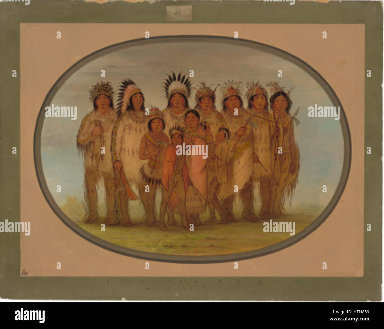 This historical image depicts a group of Ojibwe people in Paris ...