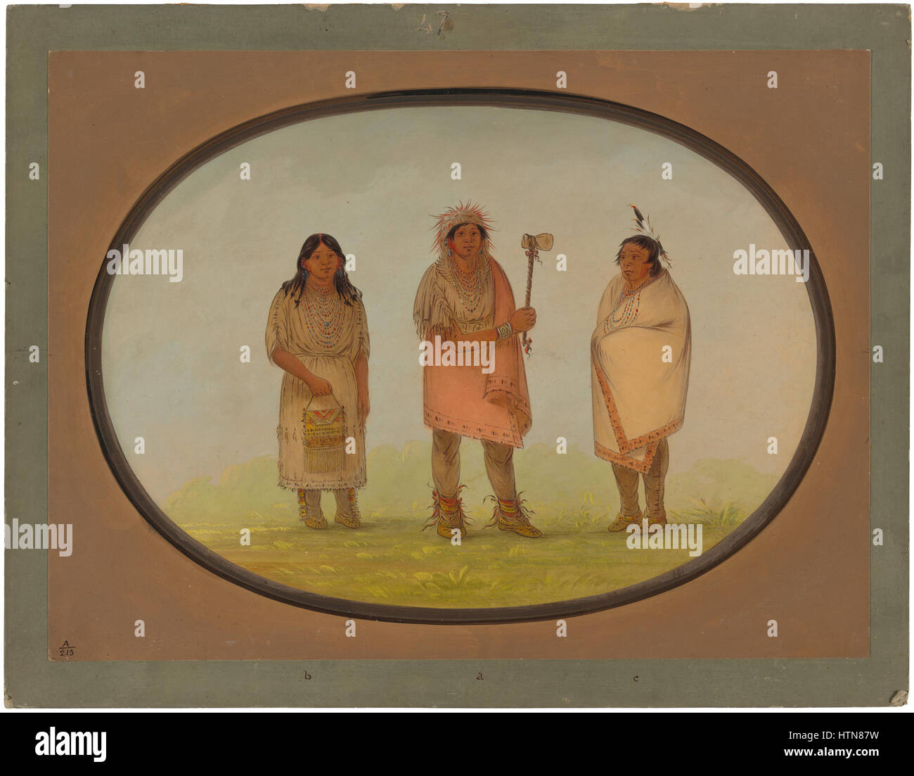 This painting from around 1725 depicts three Piankeshaw Indians. It ...