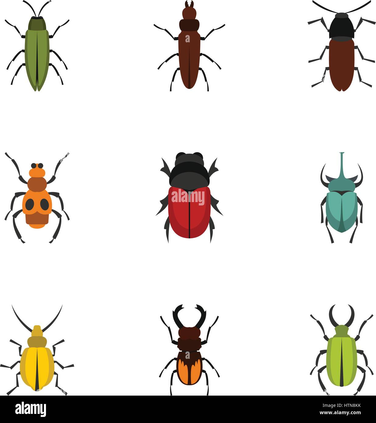 Insect icons set. Flat illustration of 9 insect vector icons for web ...