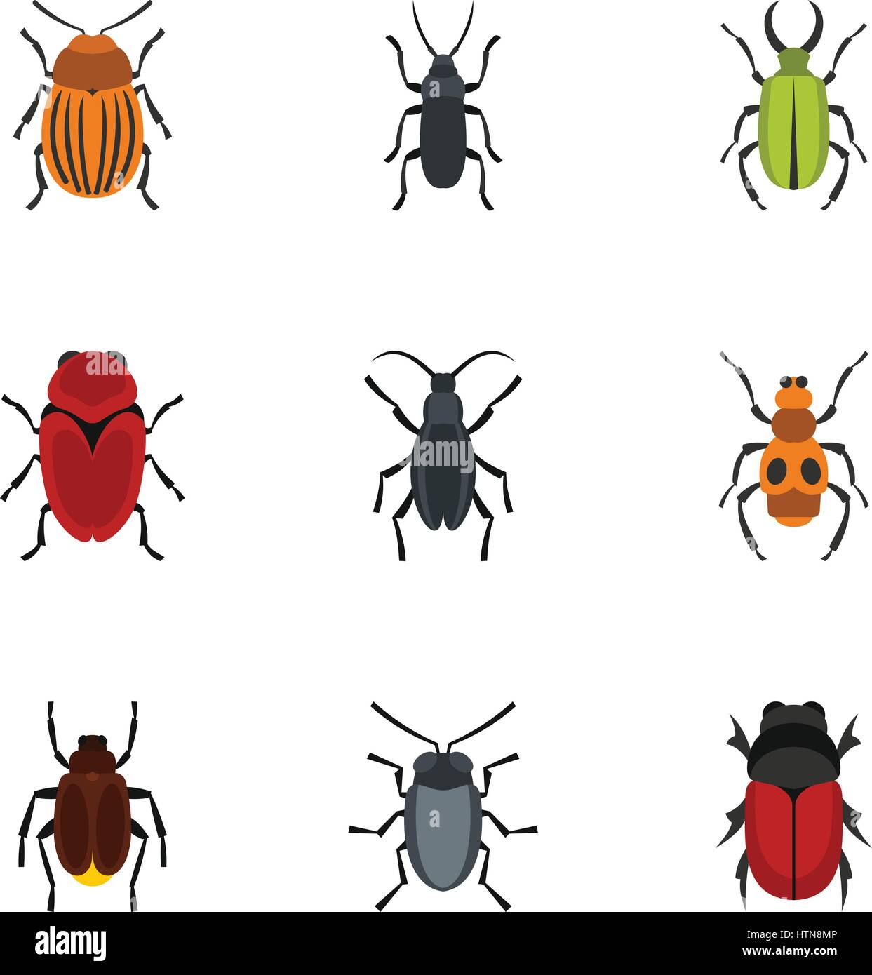 Bug icons set. Flat illustration of 9 bug vector icons for web Stock ... Bug icons set. Flat illustration of 9 bug vector icons for web Stock ...