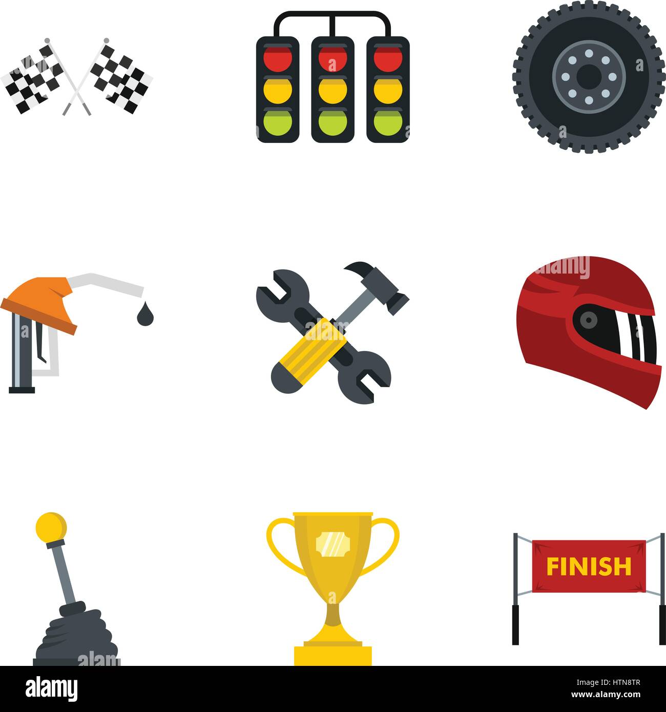 Car race icons set. Flat illustration of 9 car race vector icons for ...