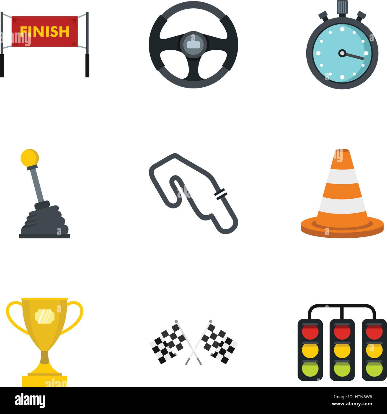 Motor race icons set. Flat illustration of 9 motor race vector icons ...