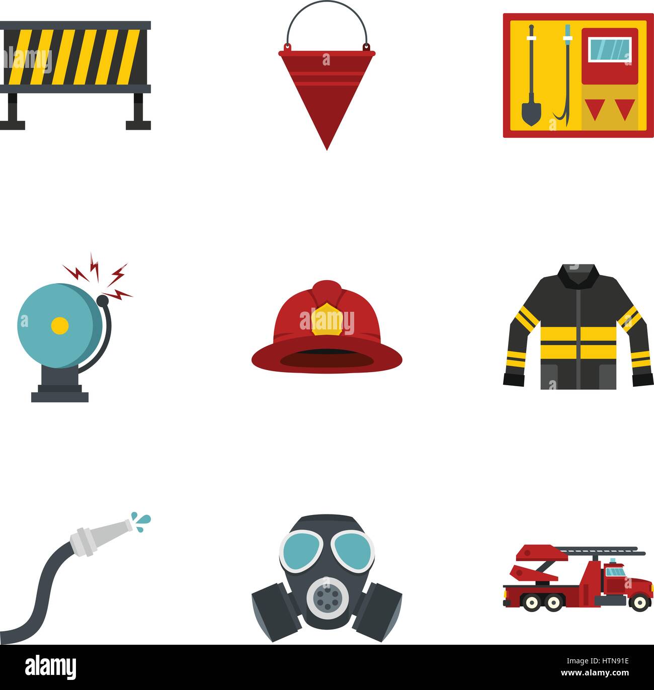 Fireman icons set. Flat illustration of 9 fireman vector icons for web ...
