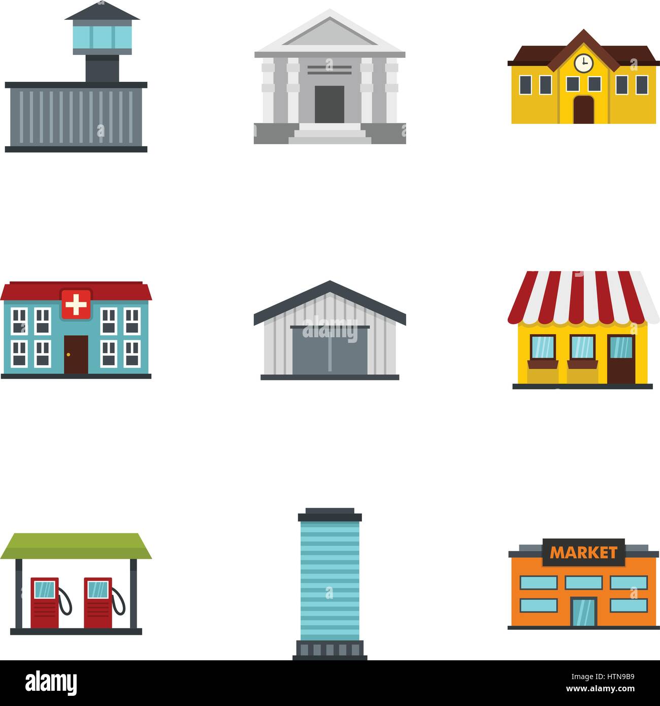 Infrastructure icons set. Flat illustration of 9 infrastructure vector ...