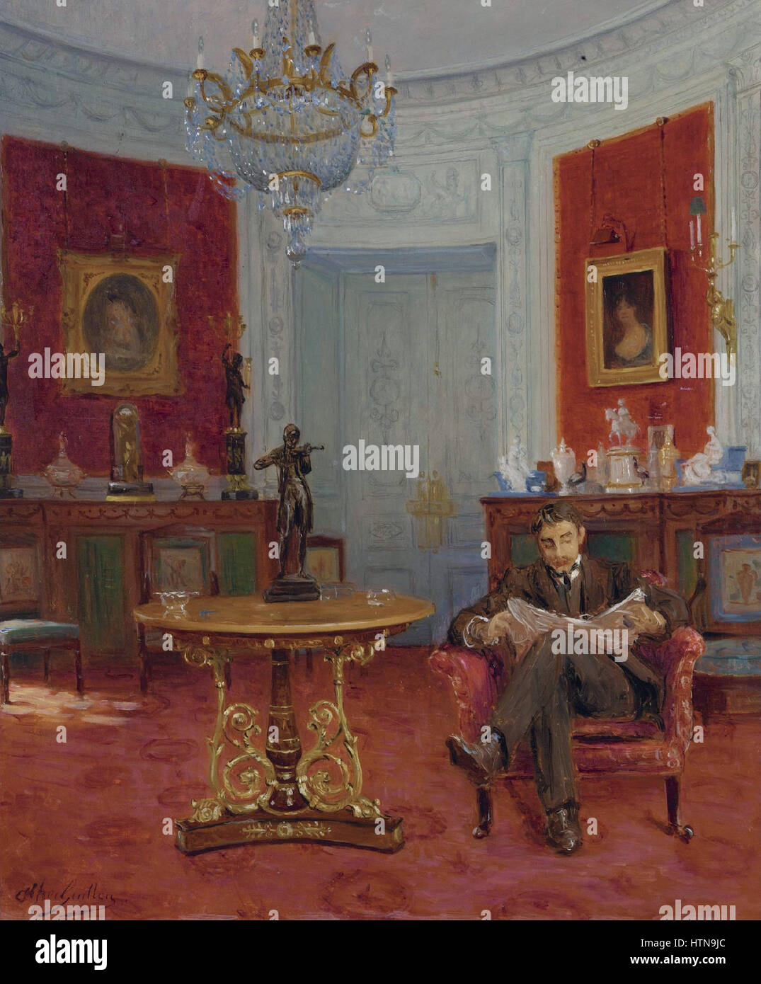 Self-portrait in an interior by Alfred Guillou Stock Photo - Alamy