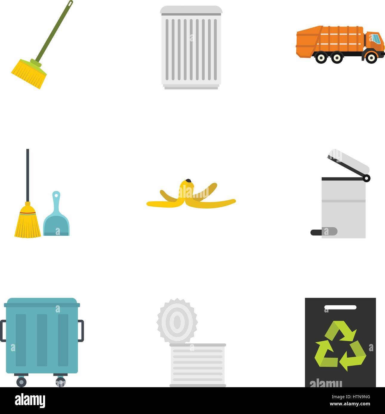 Ecology and waste icons set. Flat illustration of 9 ecology and waste ...