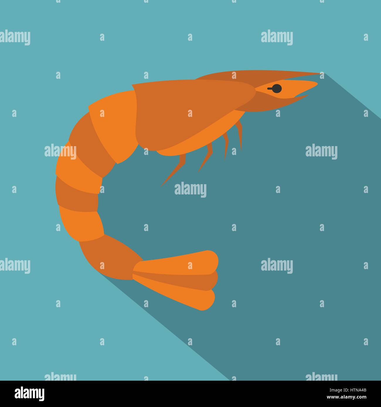 Orange shrimp icon. Flat illustration of orange shrimp vector icon for ...
