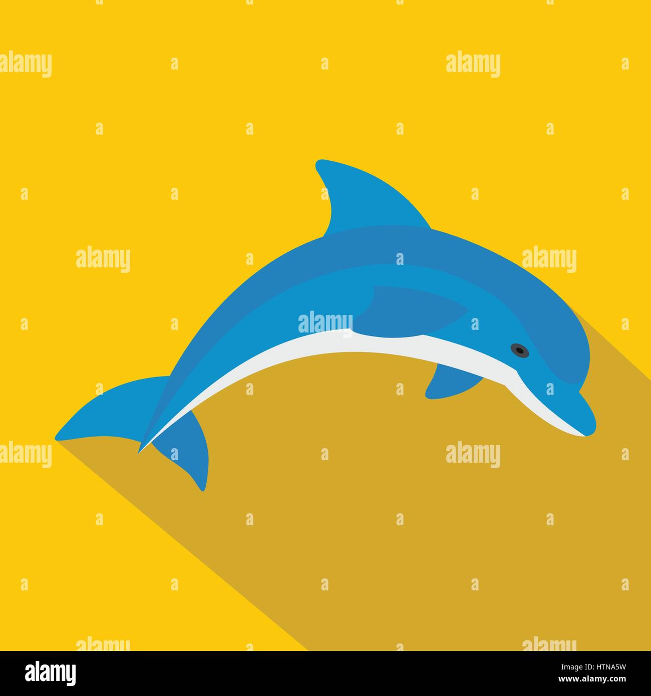 Blue dolphin icon. Flat illustration of blue dolphin vector icon for ...
