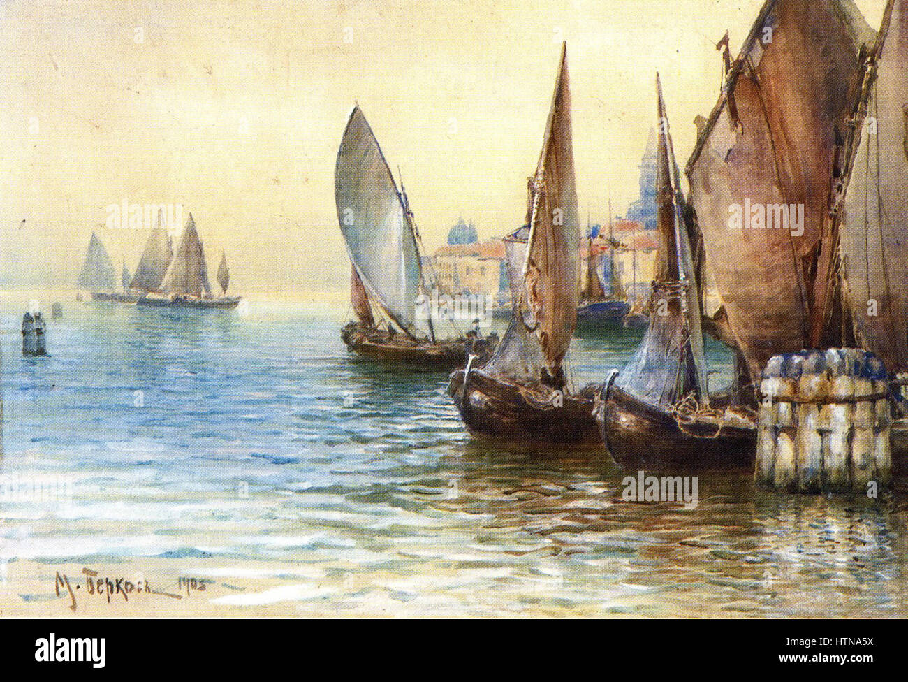 This historical scene depicts a raid near Venice, illustrating the ...