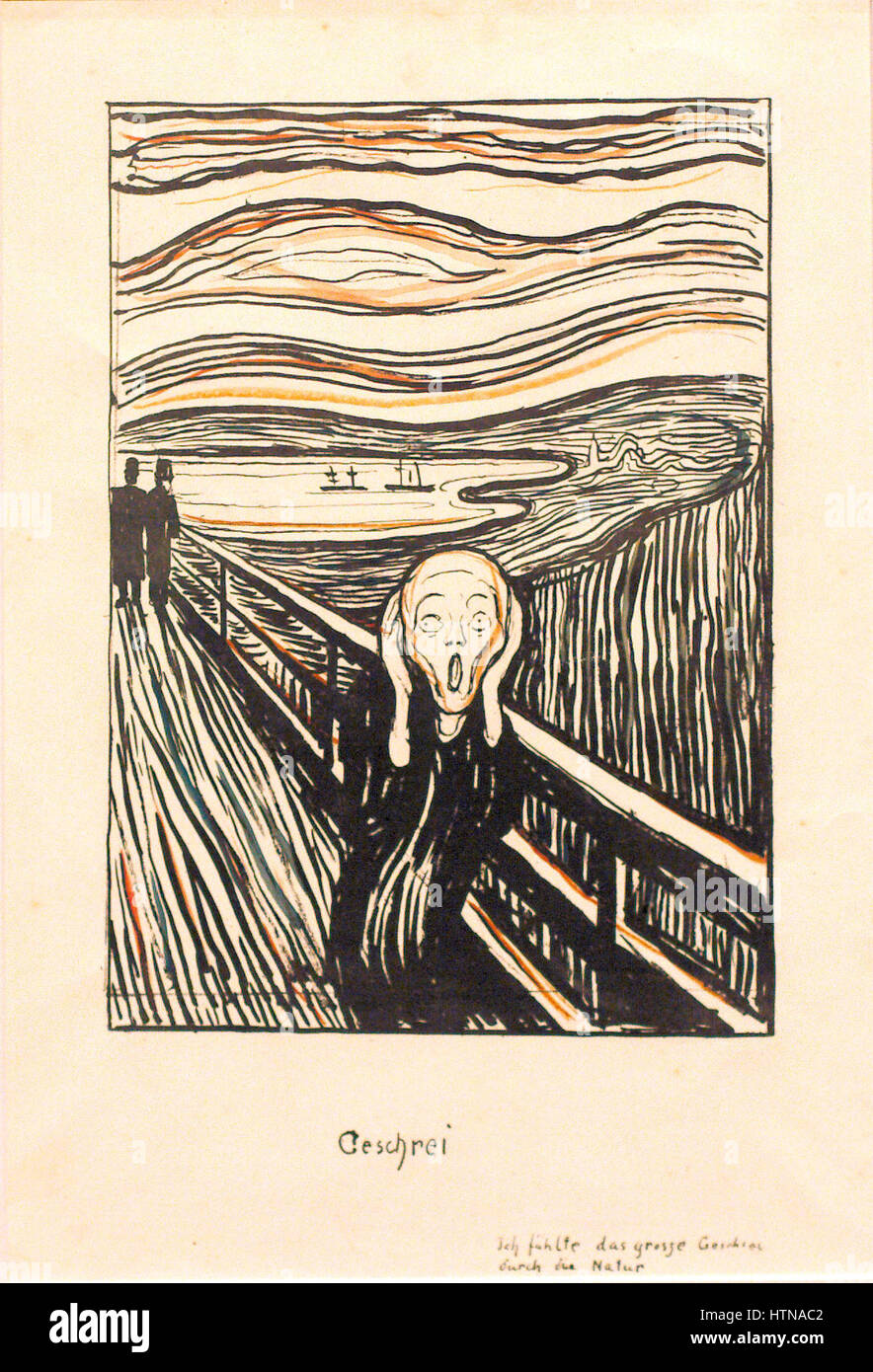 'Skriget' is a lithograph by Norwegian artist Edvard Munch, created to ...