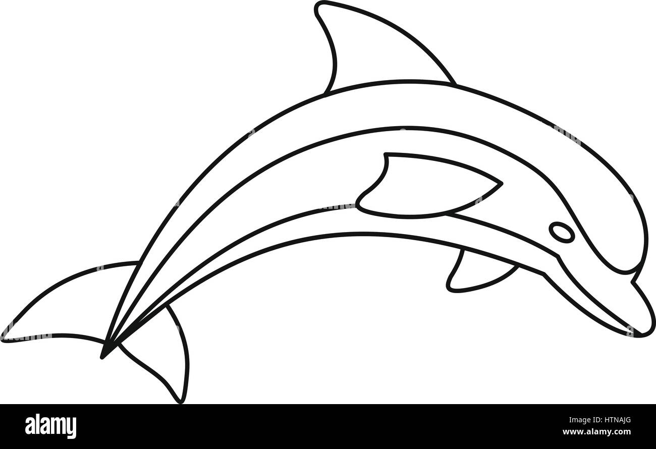 Dolphin icon. Outline illustration of dolphin vector icon for web Stock ...