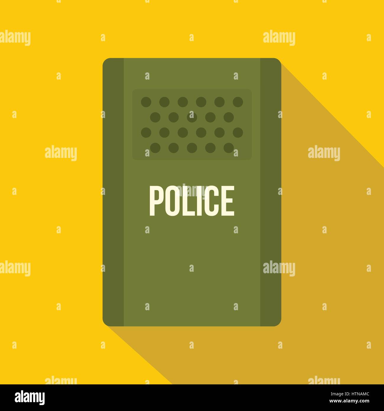 Green police riot shield icon. Flat illustration of green police riot ...