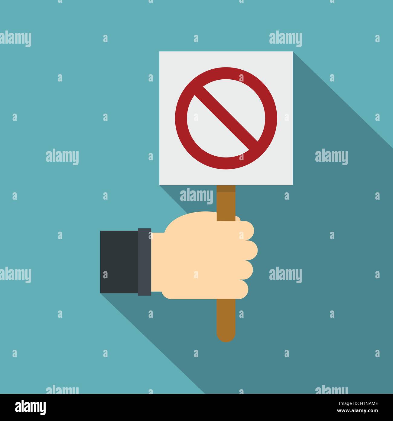 Hand holding stop sign icon. Flat illustration of hand holding stop ...