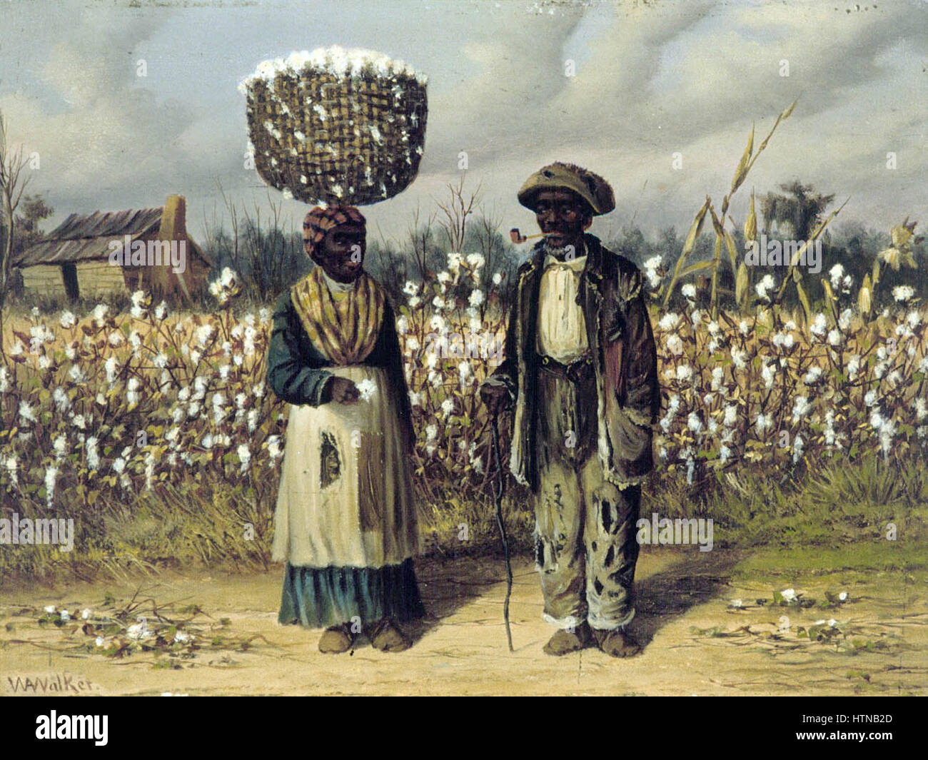 'Cotton Pickers', oil painting on panel by William Aiken Walker Stock ...