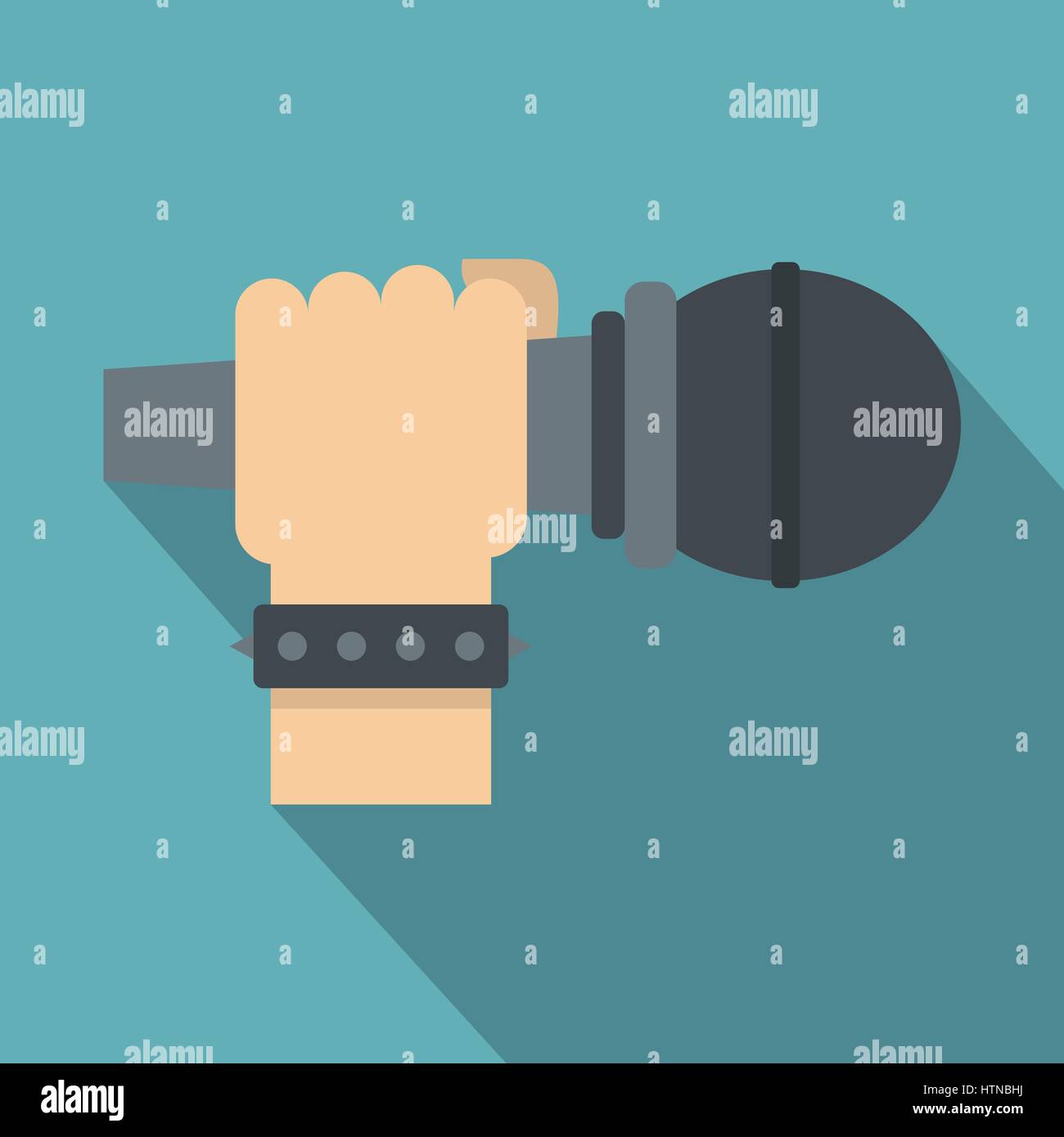Hand microphone icon. Flat illustration of hand microphone vector icon ...