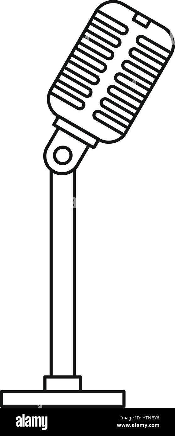 Microphone icon. Outline illustration of microphone vector icon for web ...