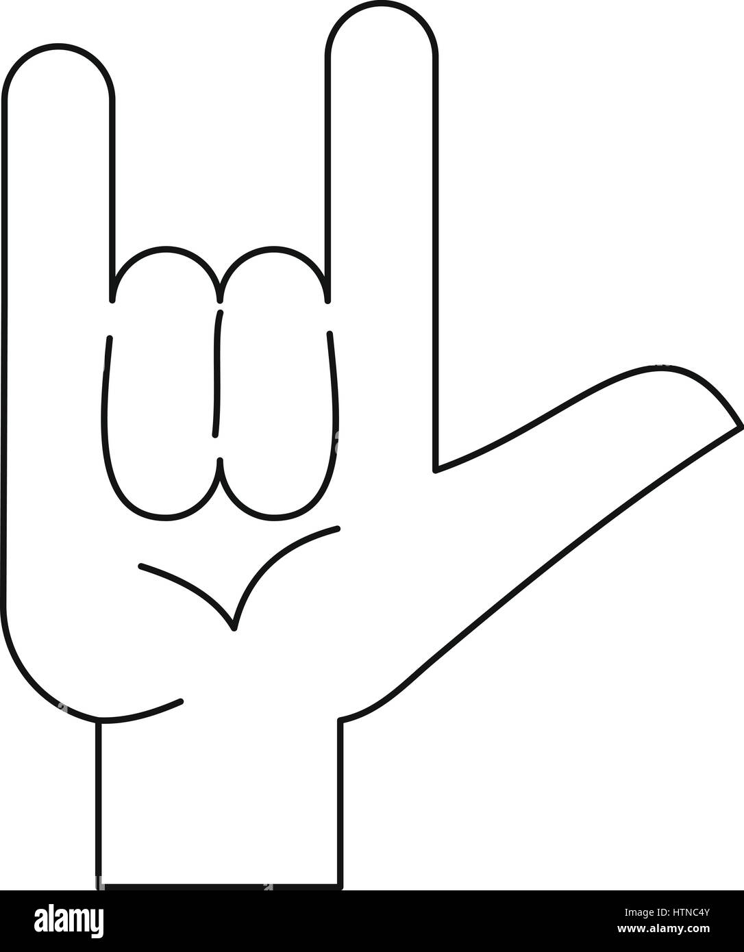Rock gesture icon. Outline illustration of rock gesture vector icon for ...