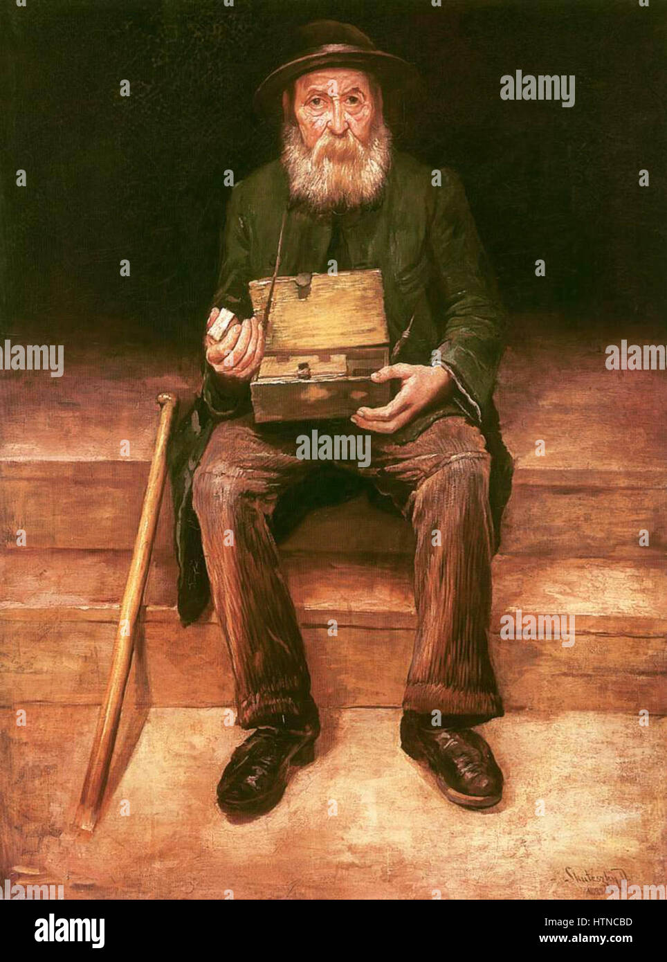 'Cigarette Seller' by Skuteczky, created in 1899, depicts a woman ...