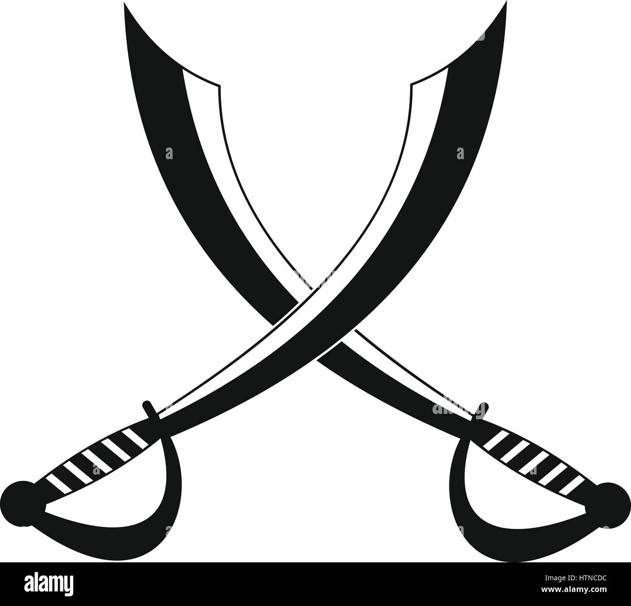 Crossed sabers icon. Simple illustration of crossed sabers vector icon ...