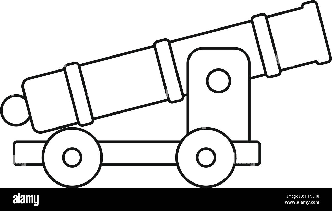Cannon icon. Outline illustration of cannon vector icon for web Stock ...