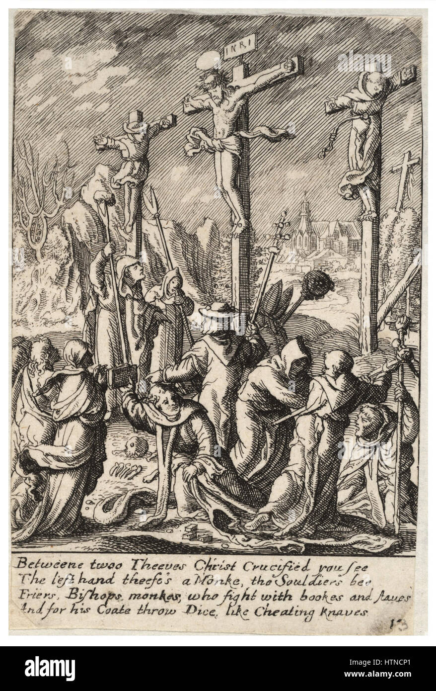 Wenceslas Hollar’s engraving 'Crucifixion' presents a detailed and ...