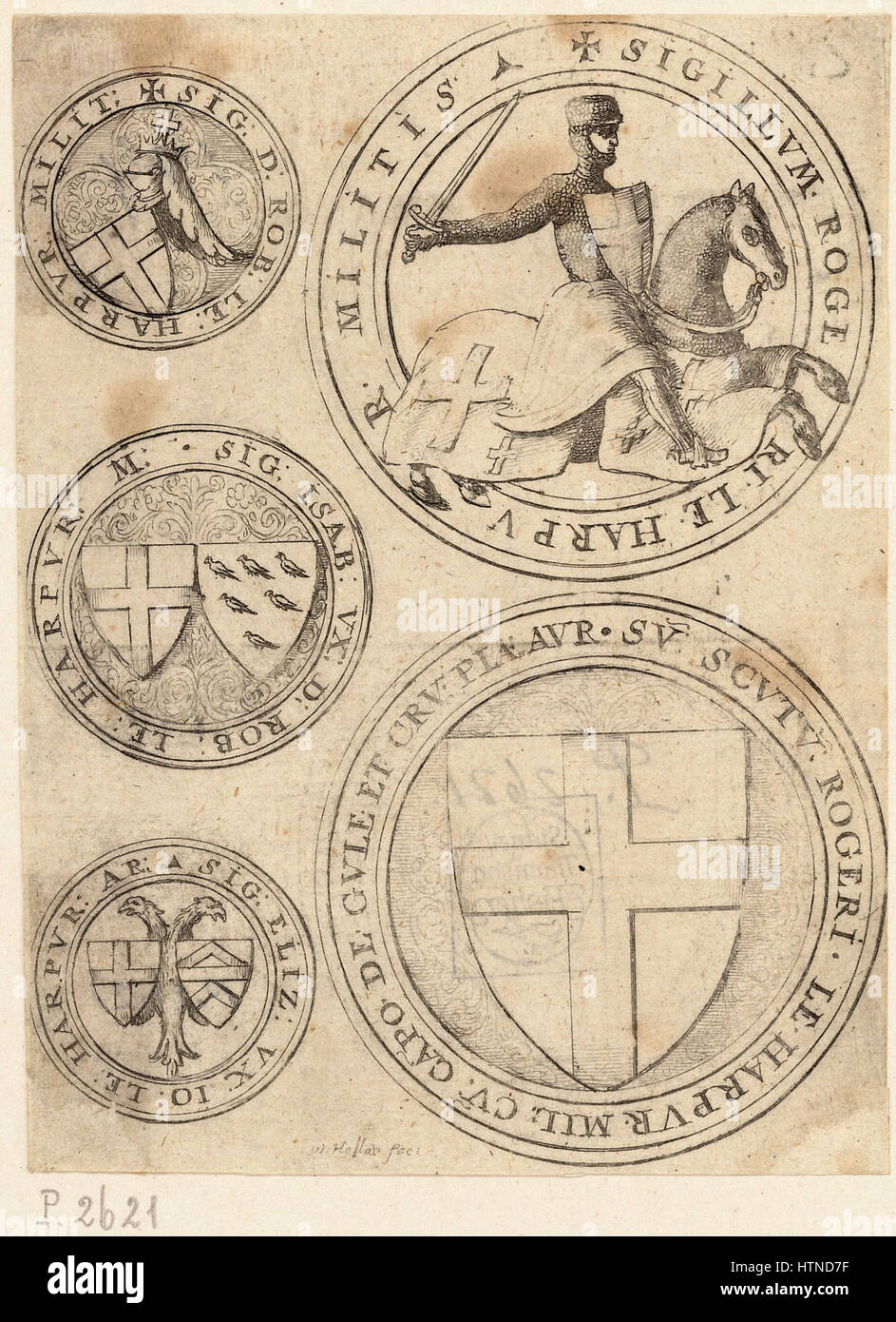 Wenceslas Hollar’s engraving 'Seals of the Le Harpur Family 23' depicts ...