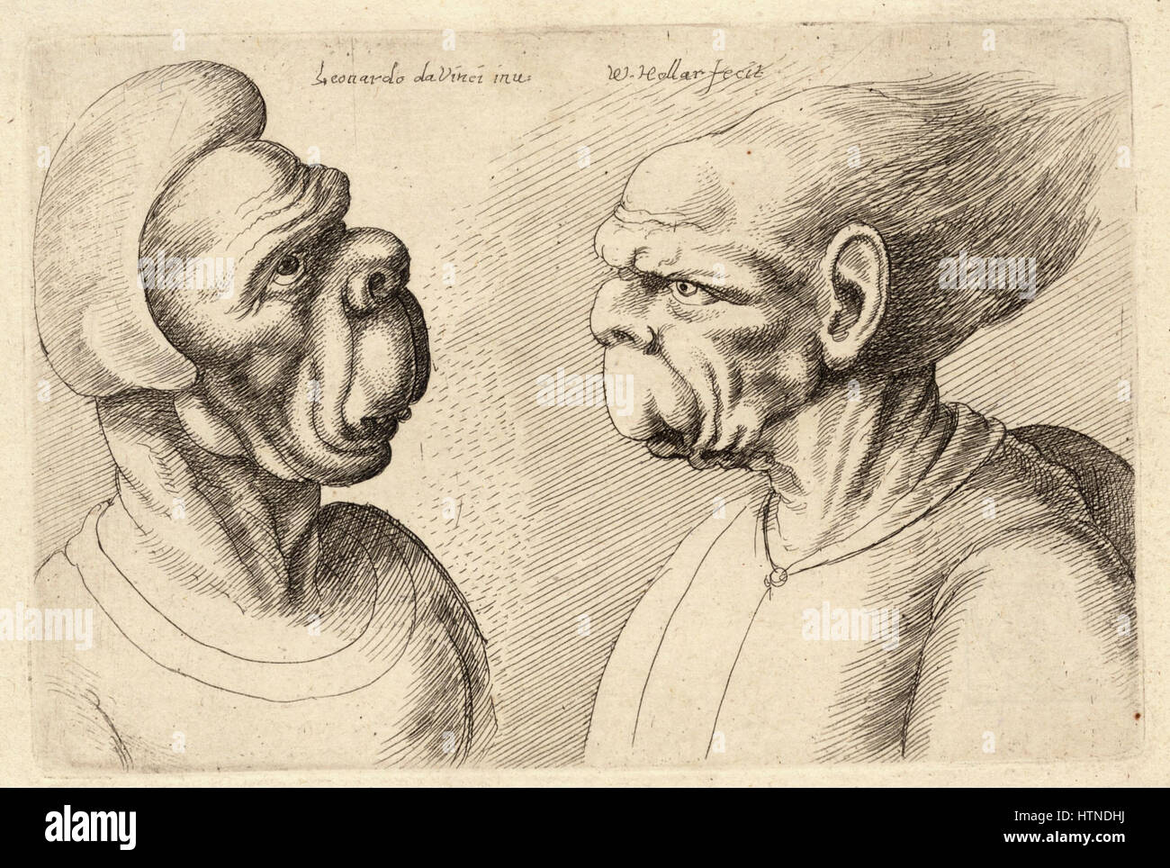'Two deformed heads with long lips' by Wenceslas Hollar is an etching ...