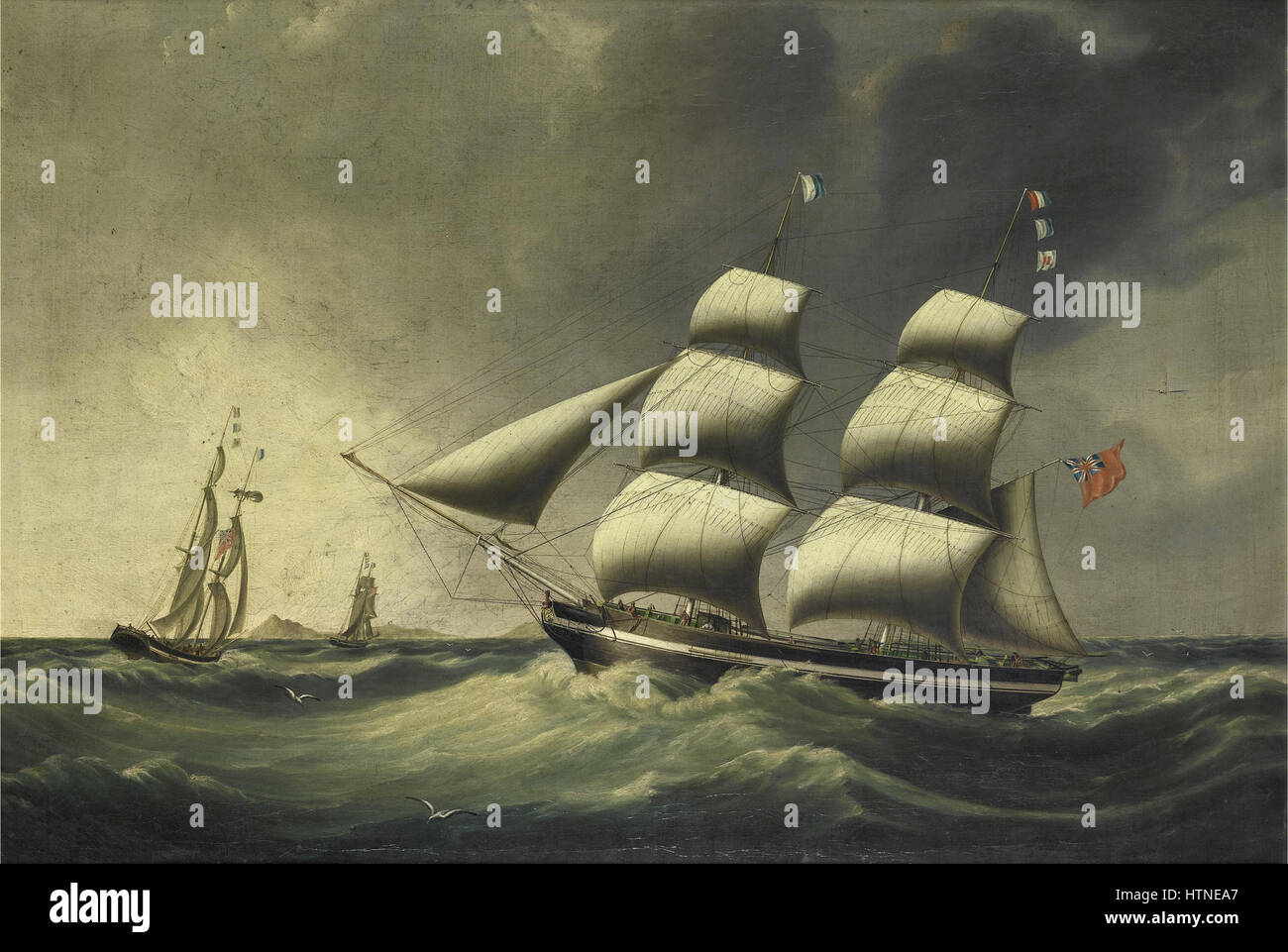 Joseph Heard's painting of 'The Merchant Brig Rimac' shows the ship ...