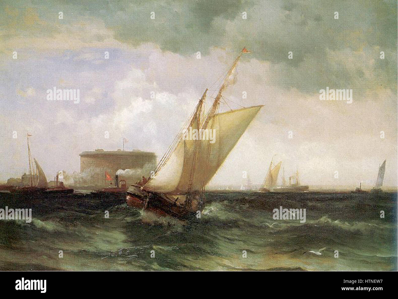 'Shipping in NY Harbour' by Thomas Moran depicts the bustling maritime ...