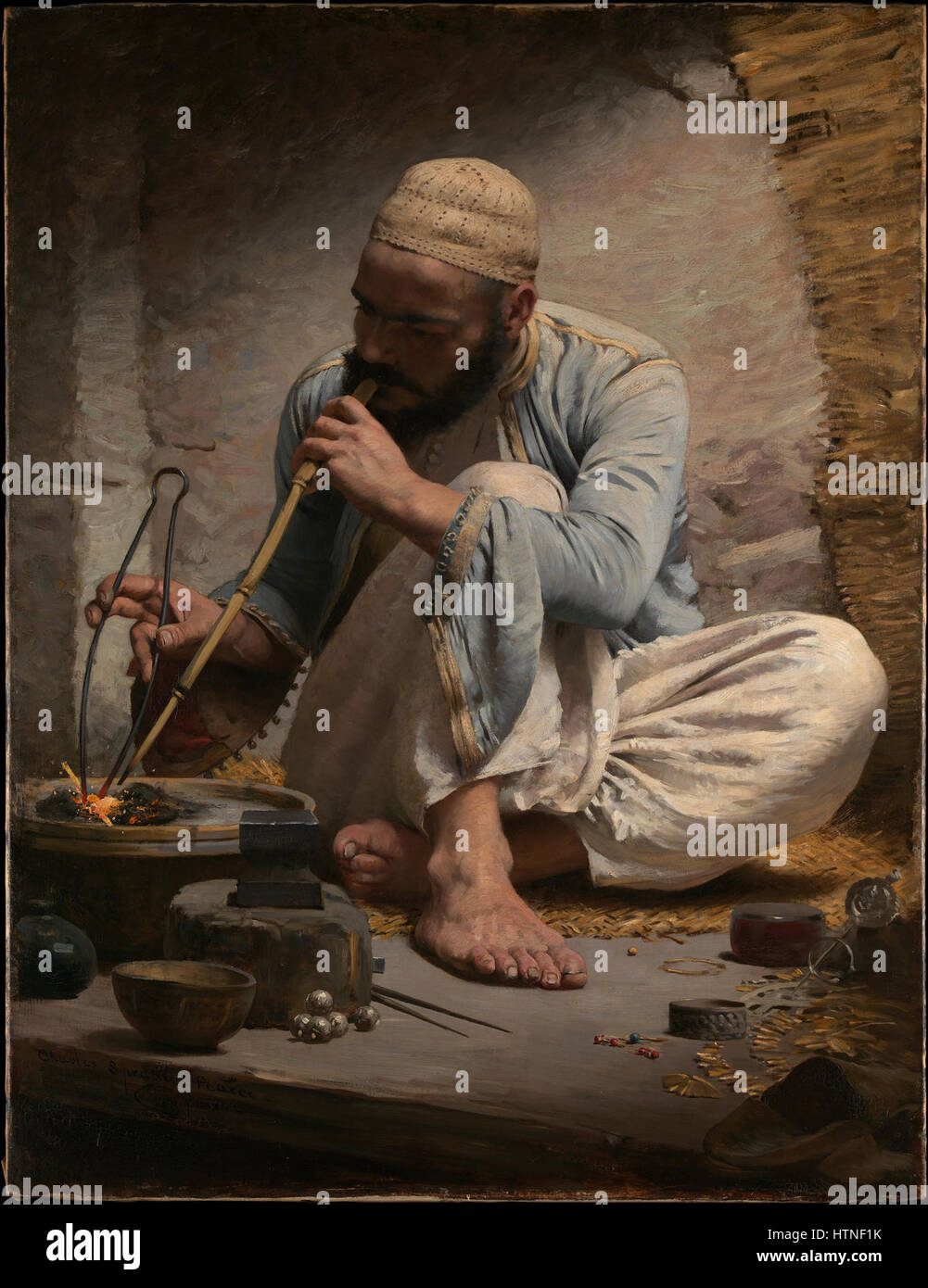 The 'Pearce Arab Jeweller' painting showcases a skilled Arab jeweler at ...