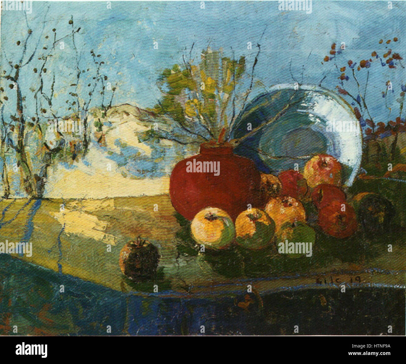 Still Life with Trees and Mountain Stock Photo - Alamy