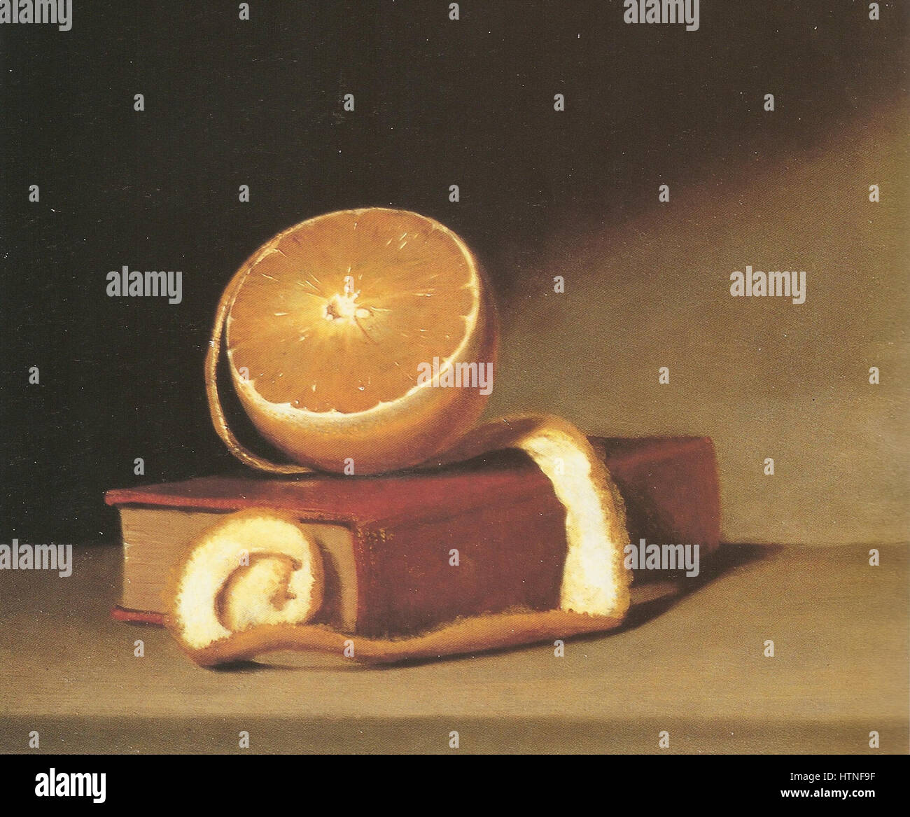 Still life with orange and book-raphaelle peale Stock Photo - Alamy