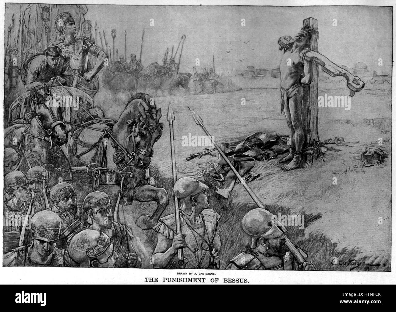 The punishment of Bessus by Andre Castaigne (1898-1899 Stock Photo - Alamy