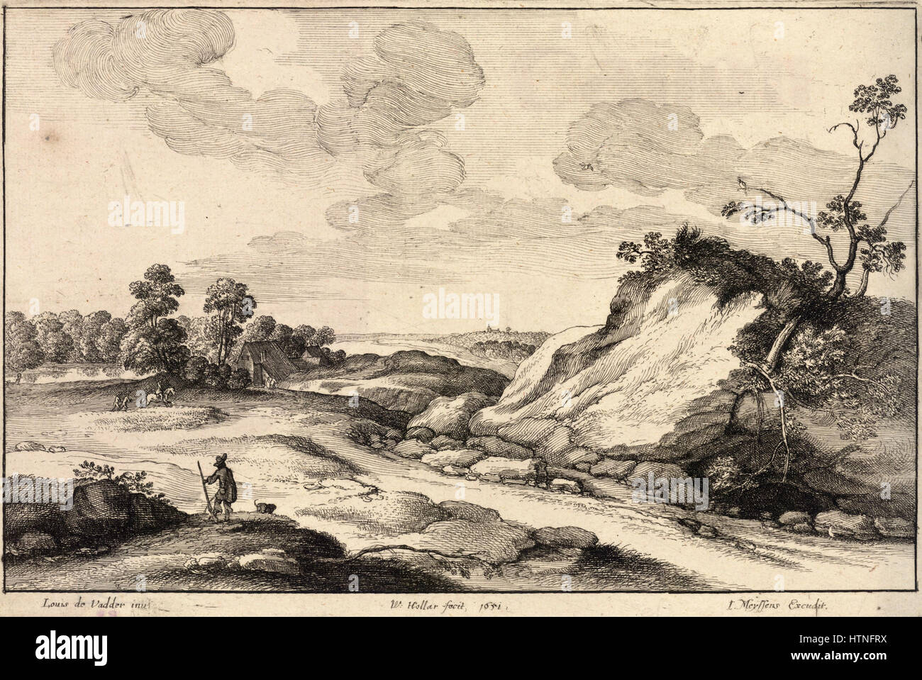 Wenceslas Hollar - The hunter (Louis de Vadder) (State 1 Stock Photo ...