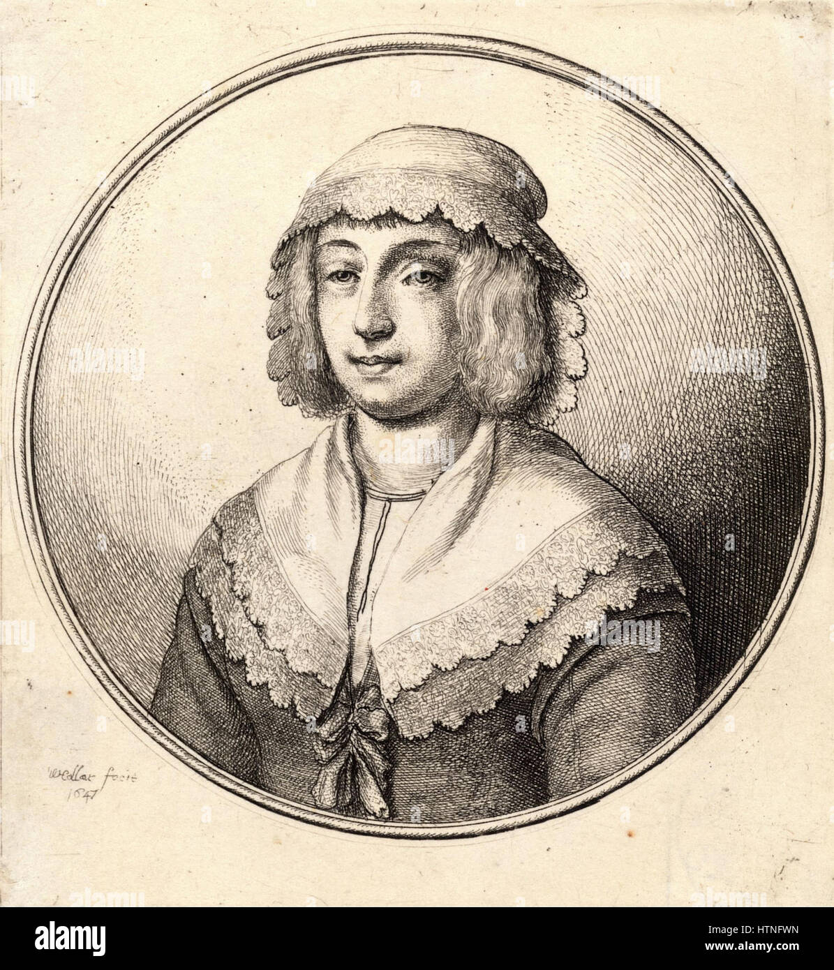 Wenceslas Hollar - Woman wearing a white kerchief Stock Photo - Alamy