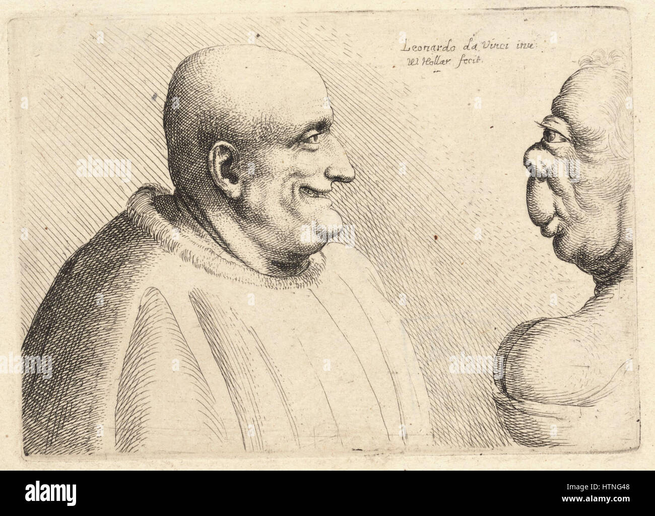 Wenceslas Hollar - Two deformed heads (State 1) 2 Stock Photo - Alamy