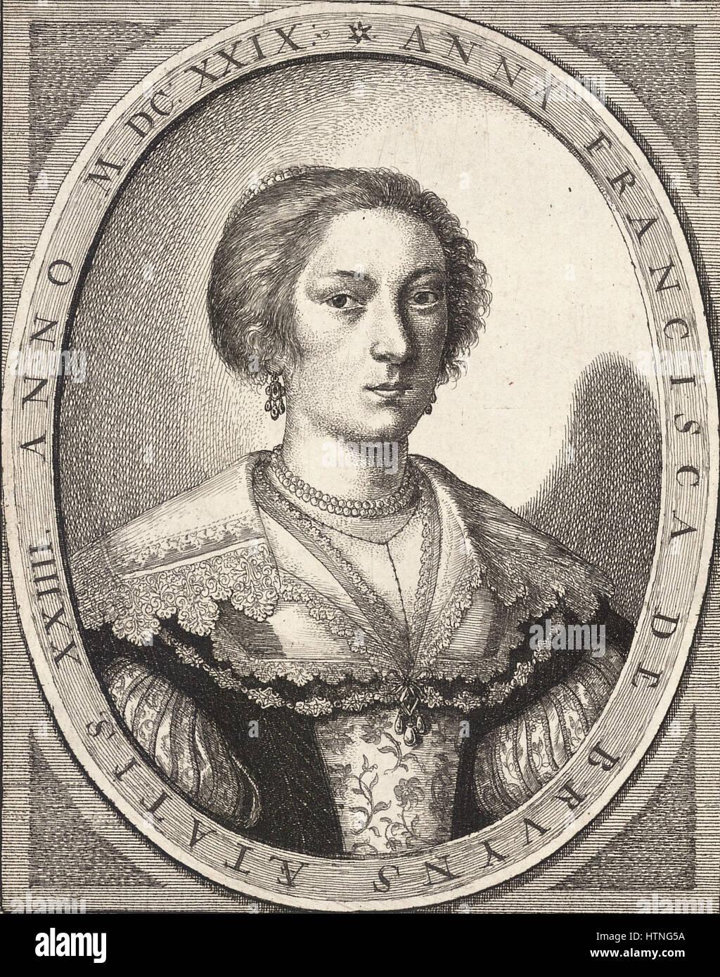 This etching by Wenceslas Hollar depicts Anna Francisca de Bruyns in a ...