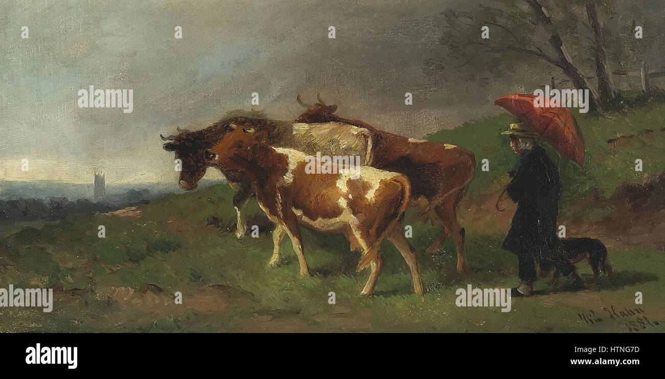 William Hahn - Getting the Cattle Home Stock Photo - Alamy