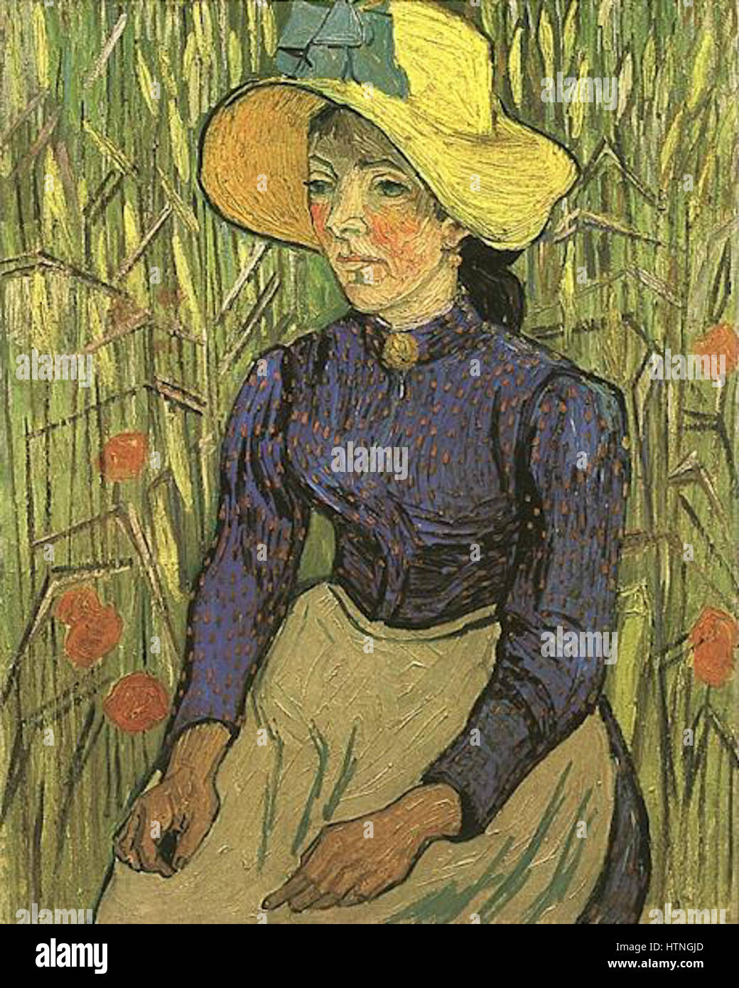 Young Peasant Woman with Straw hat by Vincent Van Gogh Stock Photo - Alamy