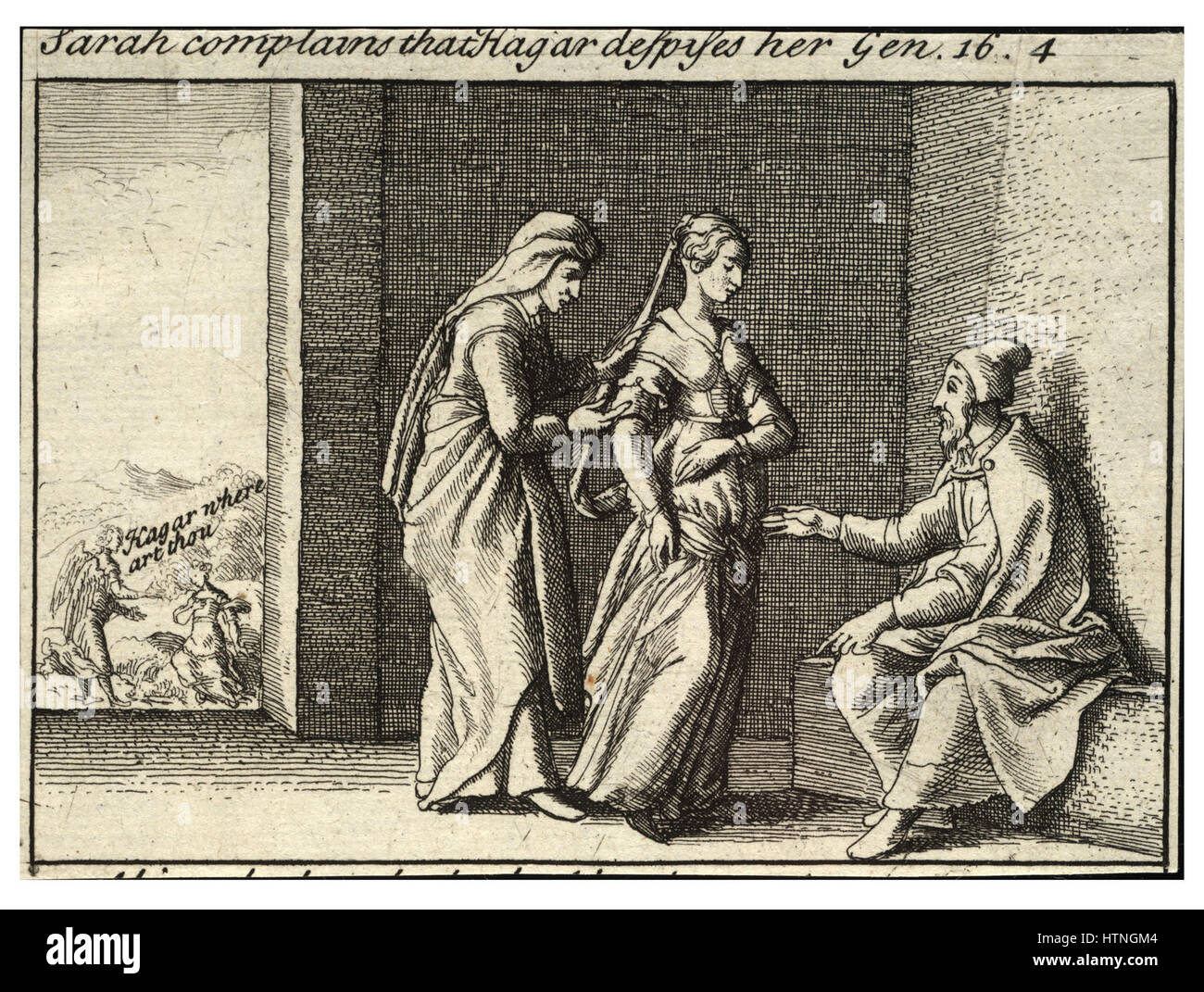 Wenceslas Hollar’s engraving 'Sarah and Hagar' presents a biblical ...