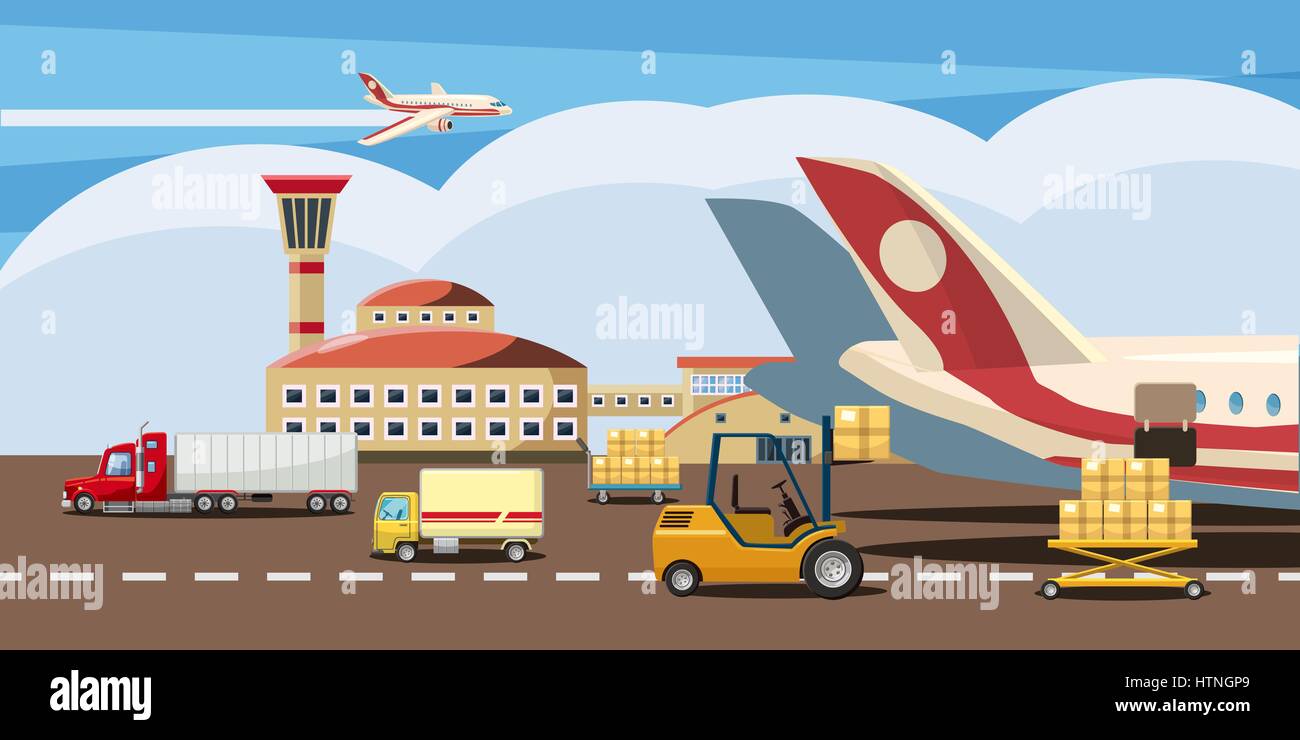 Logistic horizontal banner concept. Cartoon illustration of logistic ...